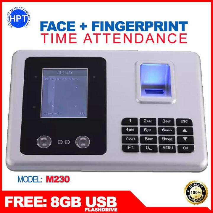 M230 LCD Attendance Face Recognition & Fingerprint Scanner Biometrics ...