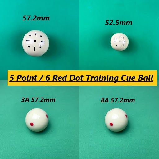 PPP Pool Ball 52.5 / 57.2mm Training Billiards 6 Red Dot/5 Point Cue ...