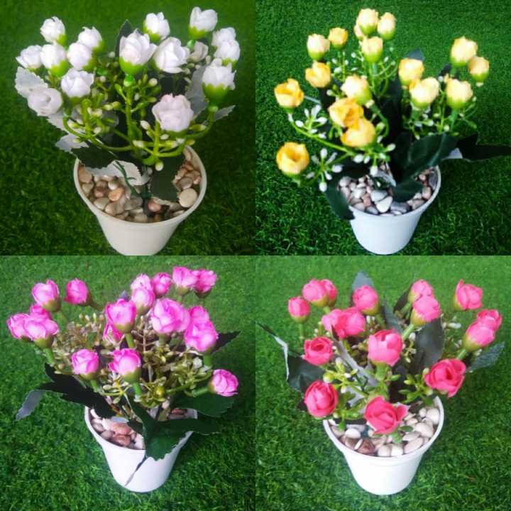 Bunga Mawar Kuncup Kecil Bunga Plastik Tanaman Artifisial Hiasan Meja ...