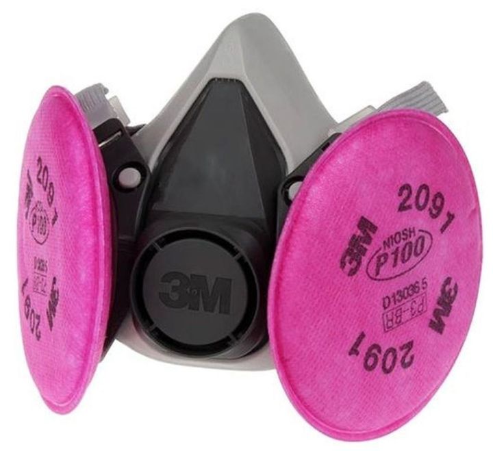 3M 6100 Respirator Chemical Gas Mask w/ 2091 P100 Filter Gasmask ...