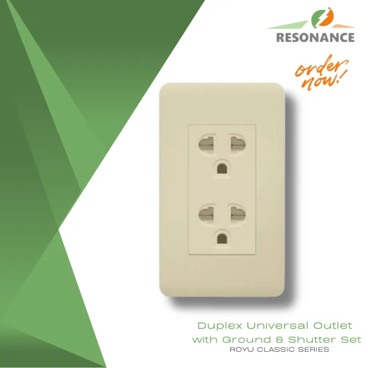 Royu Classic Series Duplex Universal Outlet w/ Ground & Shutter set ...