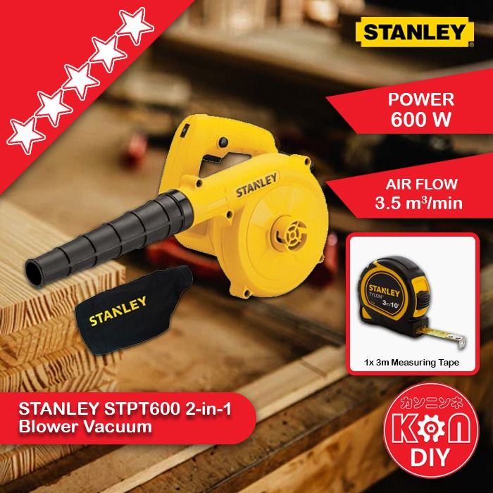 STANLEY STPT600 CORDED BLOWER 600W | 2 IN 1 FUNCTIONS | 0-16000 RPM | 3 ...