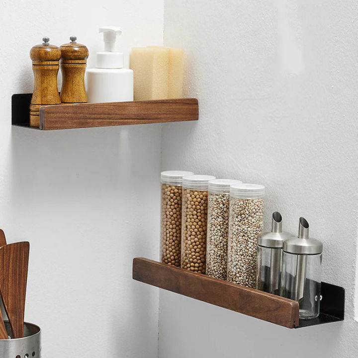 Bathroom Shelf No Drill Storage Rack Solid Wood Shower Shelf Toilet ...
