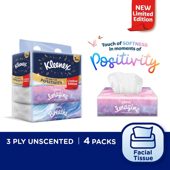 KLEENEX Facial Tissue Soft Box Limited Edition 3PLY (100s x 4) | Lazada