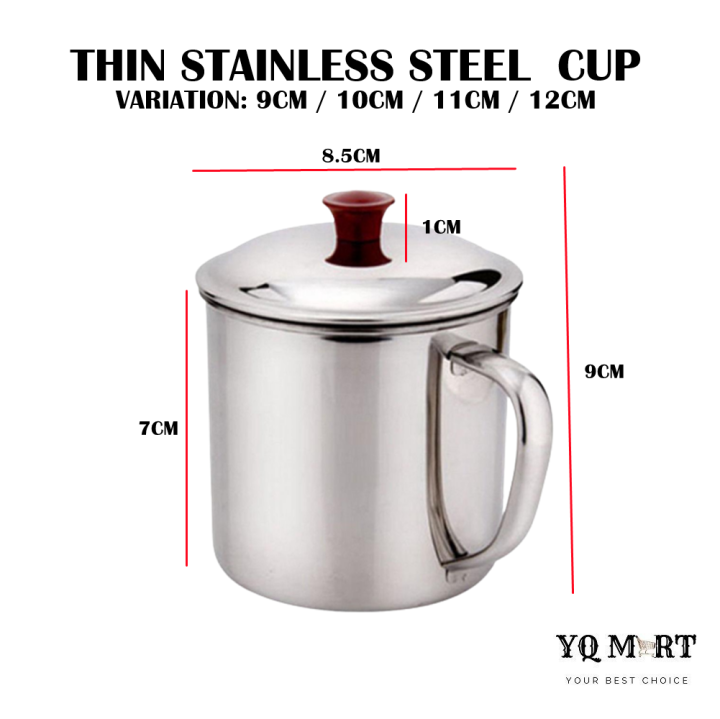 9cm-12CM Thin Stainless Steel Cup Cawan Stainless Steel Mug | Lazada