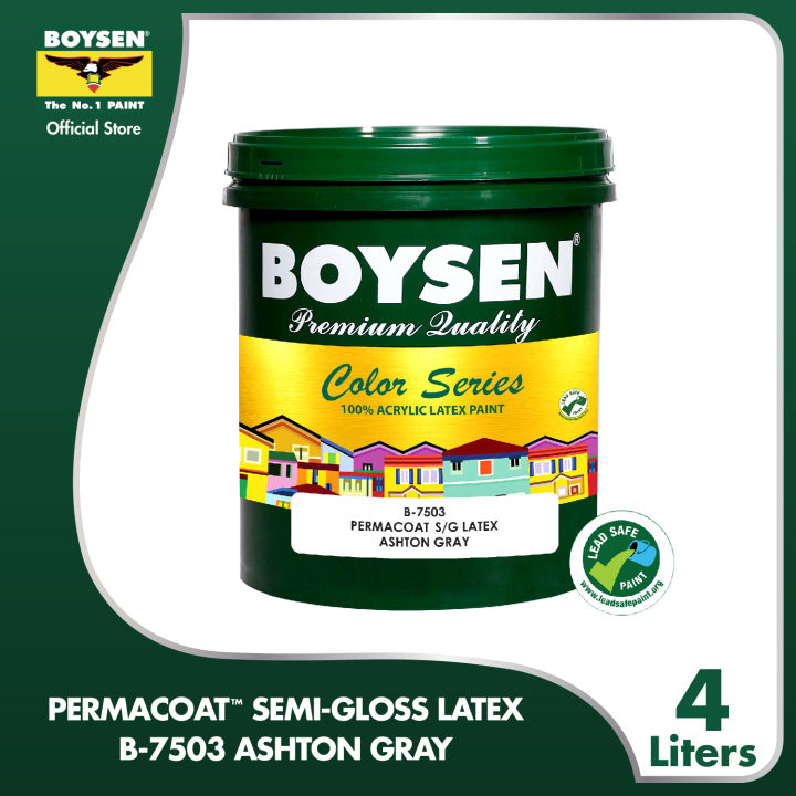 BOYSEN Permacoat Semi-Gloss Latex Ashton Grey B7503-4L | Lazada PH