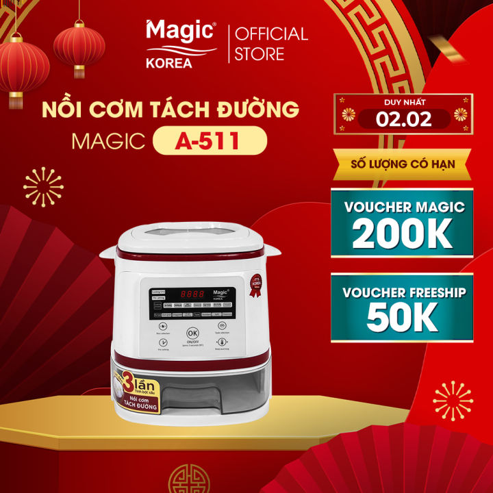 Nồi cơm tách đường Magic Korea A511 1.8L,lồng nồi bằng thép không gỉ,nút điều khiển tiện dụng ...