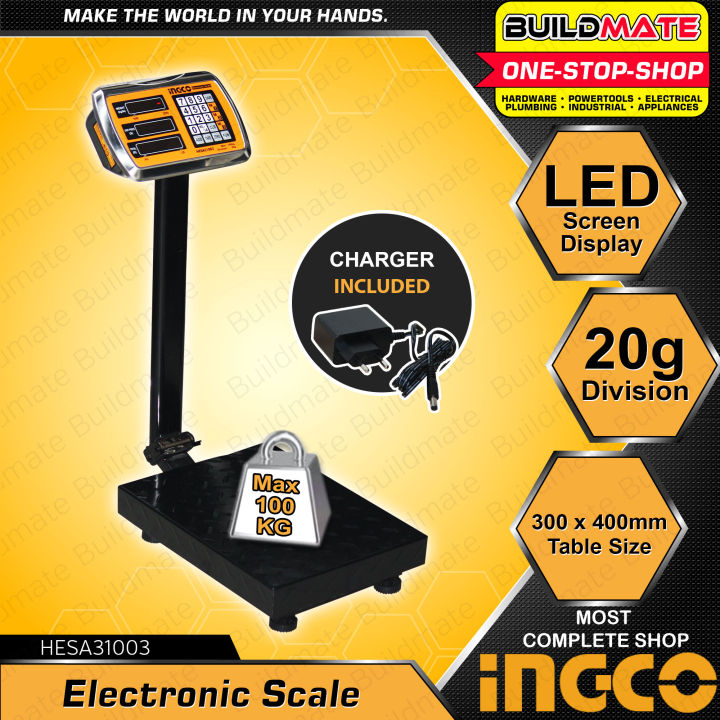 INGCO 100KG Rechargeable Electronic Scale Digital Screen Weighing Scale ...