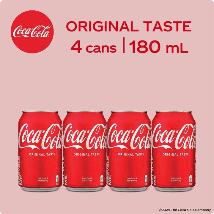 Coca-Cola Original Taste Mini Cans 180ml - Pack of 4 | Lazada PH