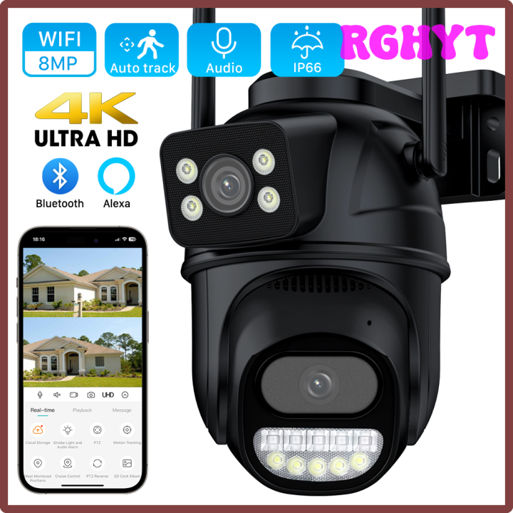 RGHYT 8MP 4K ไอพีกล้องมีคู่ PTZ หน้าจอคู่4MP Ai การตรวจจับคนอัตโนมัติ ...