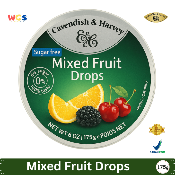Cavendish & Harvey Sugar Free Mixed Fruit Drops 175g - Permen Buah ...