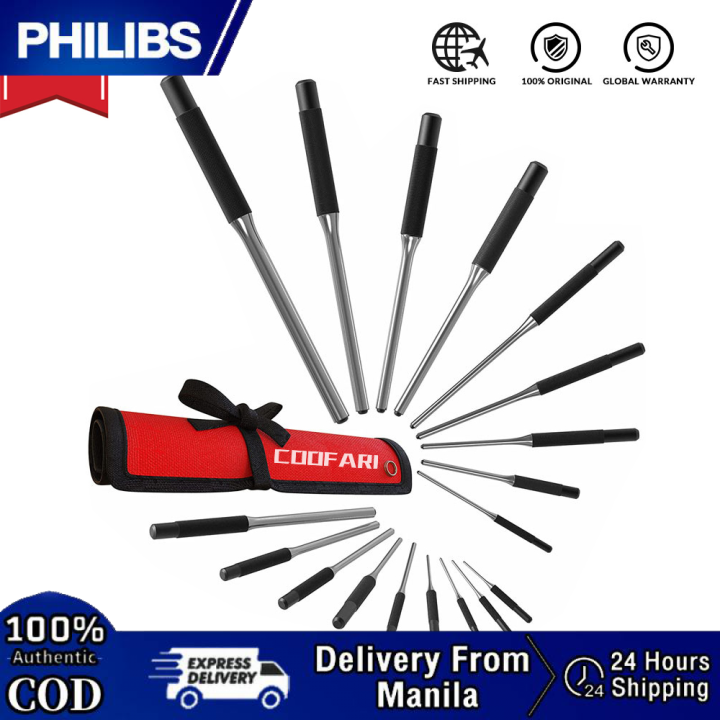 Philibs Original 9-Piece Set-Up Punch Round Punch Pieces Roll Pin Punch ...