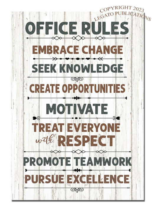 Wall Decor Home Decor OFFICE RULES Inspirational Motivational Rustic ...
