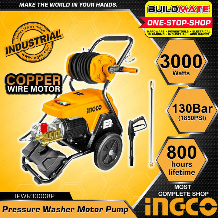 INGCO Industrial High Pressure Washer 130Bar 3000W Copper Wire Motor ...