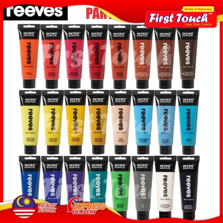 REEVES Intro Acrylic Paint Colours 100ml Artist Acrylic Drawing Paint ...