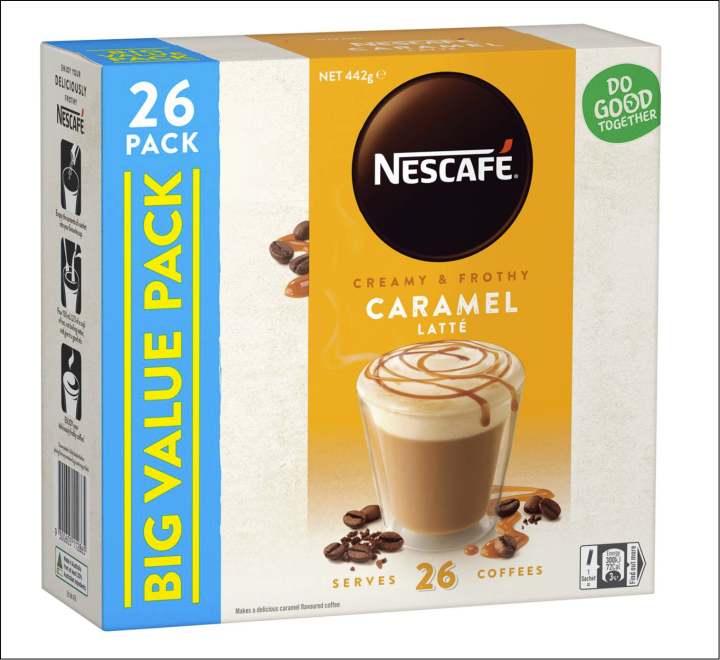 Nescafe Caramel Latte Coffee Sachets 26 Pack - Expiry Date 31-Dec-2024 ...