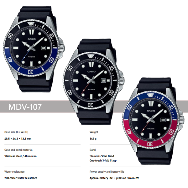 [CASIO MEN] 200 METER DIVER’s CASIO NEW DURO MDV107 200 METRES DIVING ...