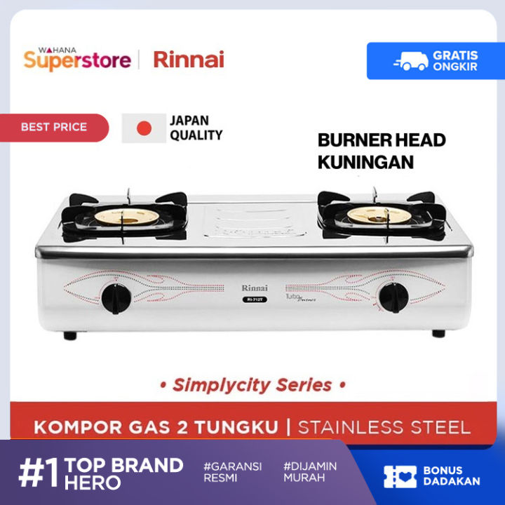Rinnai Kompor Gas Stove 2 Tungku Stainless Steel - RI712T | RI-712T ...