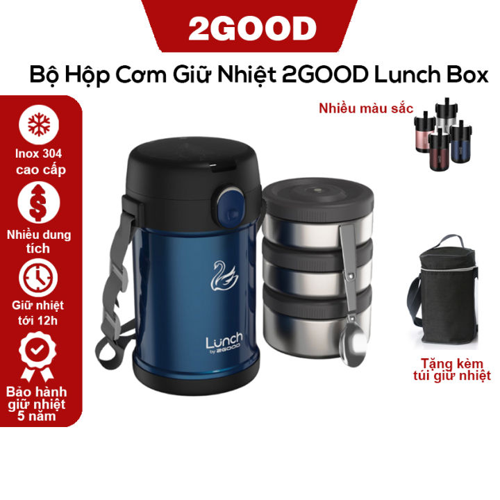 Bộ Hộp Cơm Giữ Nhiệt 2GOOD Lunch Box HC01, HC02, Kèm Muỗng và Đũa Inox ...