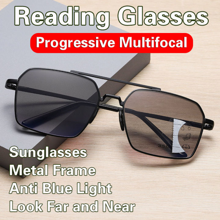 New 4 in 1 Progressive Multifocal Reading Sunglasses Men Presbyopia ...