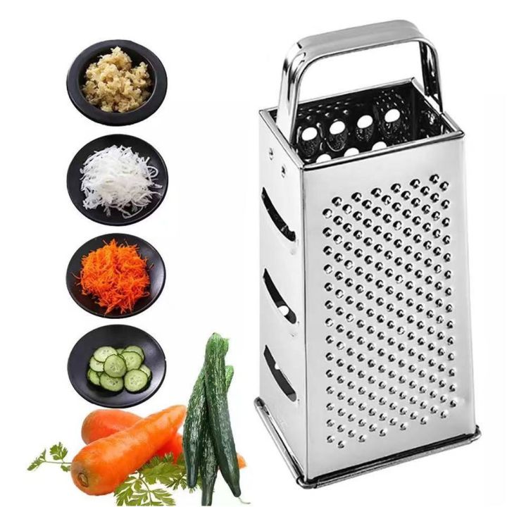 Kitchen Stainless Steel 4-Sided Food Grater Vegetable Cheese Shredder ...