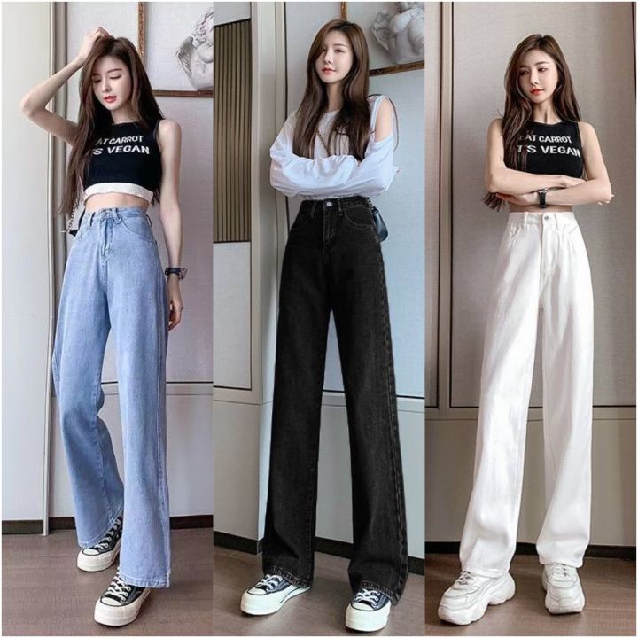 CYGY กางเกงยีนส์ขายาวทรงกระบอกขาไม่บาน 🌟มีสีฟ้า/สีกากี/สีขาว ไซด์XS-2XL ...