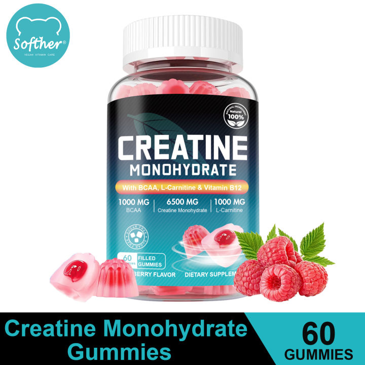 SOFTHER Creatine Monohydrate Gummies Raspberry Flavor Creatine ...