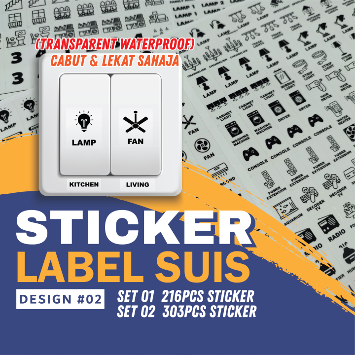 [READYMADE] STICKER LABEL SUIS BERTULIS & BERGAMBAR / LABEL WALL SWITCH ...