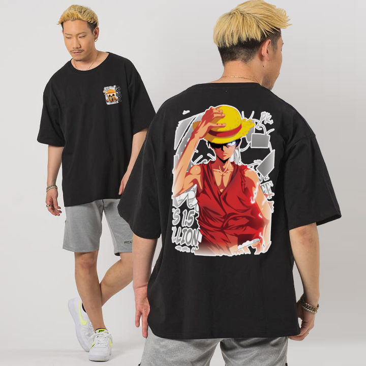 Anime Oversize Black T shirt One Piece Design sublimation Unisex Casual ...