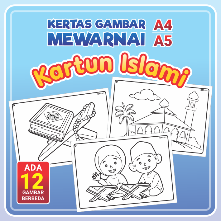 Kertas Gambar Mewarnai A4 / A5 - KARTUN ISLAMI/ Coloring Sheet Anak ...