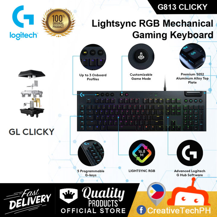 LOGITECH G813 Lightsync RGB Mechanical Gaming Keyboard (GL CLICKY ...