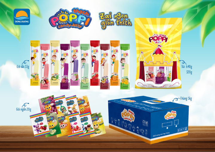 Thạch Jelly POPPI cho trẻ em (Mix nhiều vị) (Mix nhiều vị) - Thùng 5kg ...