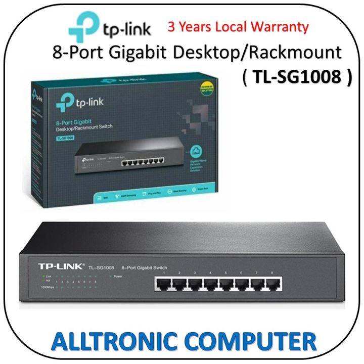 TP-Link TL-SG1008 8-Port Gigabit Desktop/ Rackmount Switch / 3 YRS ...