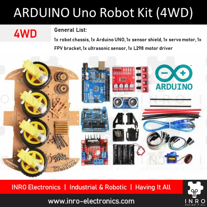 Arduino Uno R3 Tracking and Obstacle Avoidance Smart Robot Chassis (4WD ...