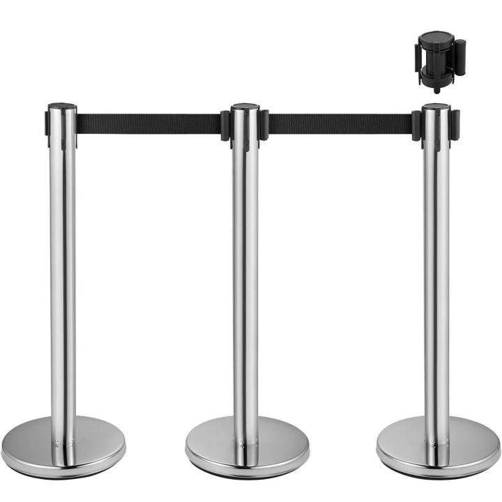 2 3 6 8 Pcs Set Belt Stanchion Crowd Control Barrier Stainless Steel ...
