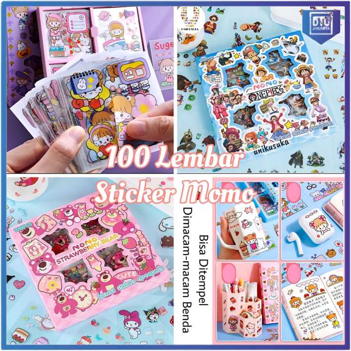Sticker isi 100 LEMBAR MOMO / ONEPIECE / KUROMI / CINNAMON / SANRIO ...