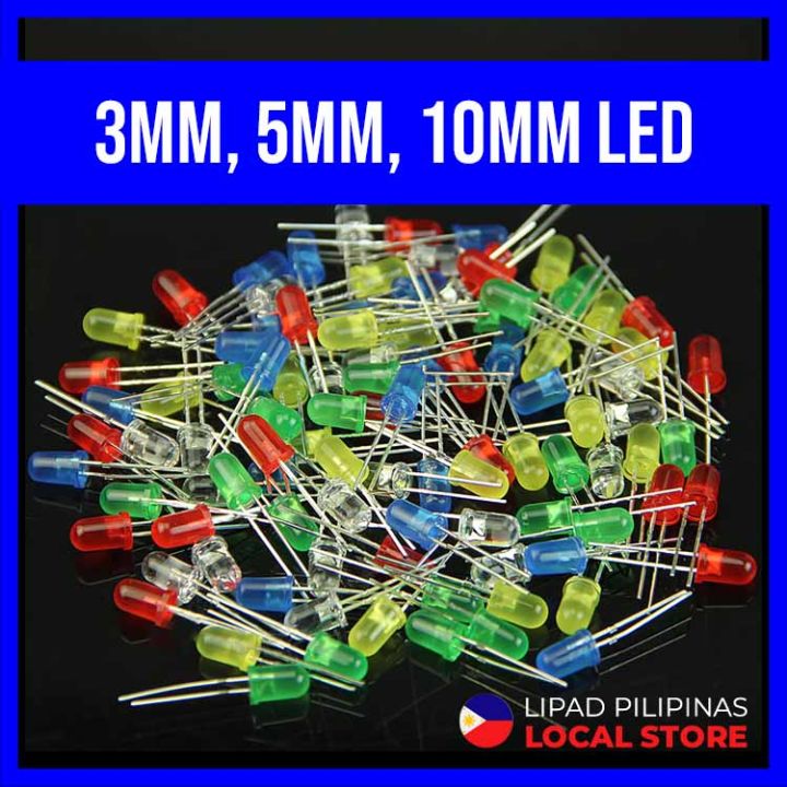 3mm 5mm 10mm LED Sold Per Piece Light Emitting Diode Red Green Blue ...