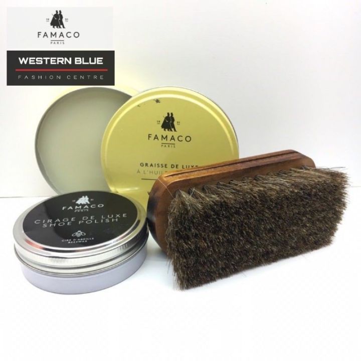 Leather Care Kit - Famaco Mink Oil/Wax Dubbin - 100% Horse Hair Brush ...