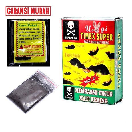 1 Box Racun Tikus TIMEX SUPER Ampuh Mati Kering isi 10 sachet | Lazada ...