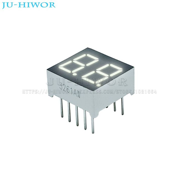 10pcs 0.36 Inch 10Pins 3261AW 3261BW 2 Digits Bits 7 Segment White LED ...