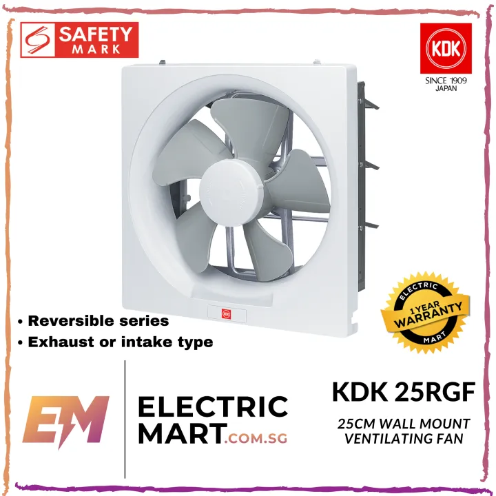 KDK 25RGF 25cm Wall Mount Ventilating Fan - reversible, intake, exhaust ...