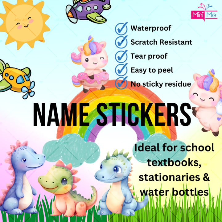 Cartoon Waterproof Custom Customised Personalized Name Stickers Labels ...