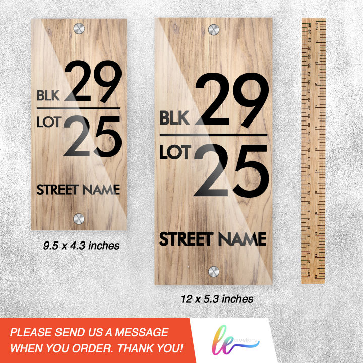 HOUSE PLATE BIG DOUBLE OAK LIGHT WOOD 12x5.3in Waterproof Number ...