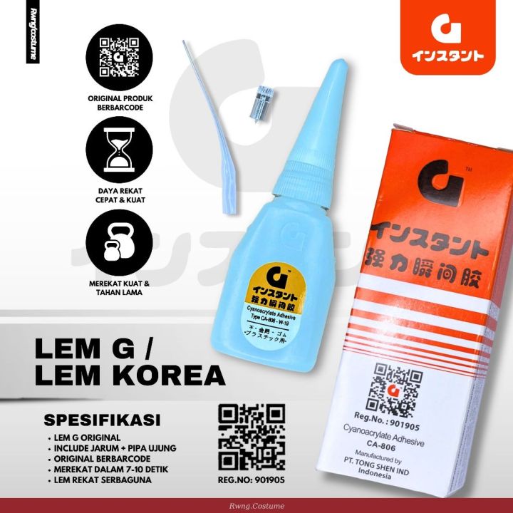 Lem Korea G Original 1 Dus (50pcs) / Lem G Super Rekat Original ...