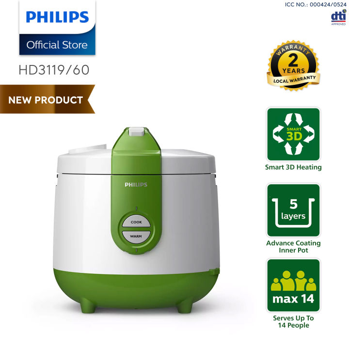 PHILIPS Mechanical Rice Cooker 2L - 7 Cups/14 Bowls, 48 Hours Keep Warm ...