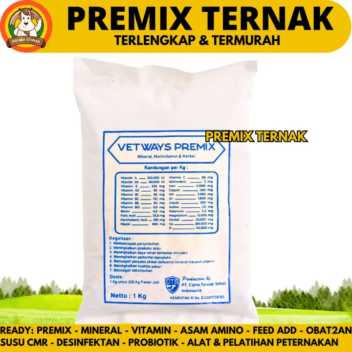 VETWAYS PREMIX 1 KG - Premix Mineral Multivitamin Herbal Ternak Sapi ...