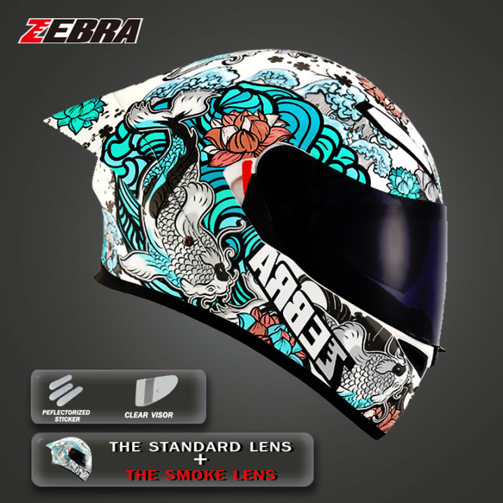 zebra 611 venom Motorcycle Helmet Full face Dual visor Wide angle ...