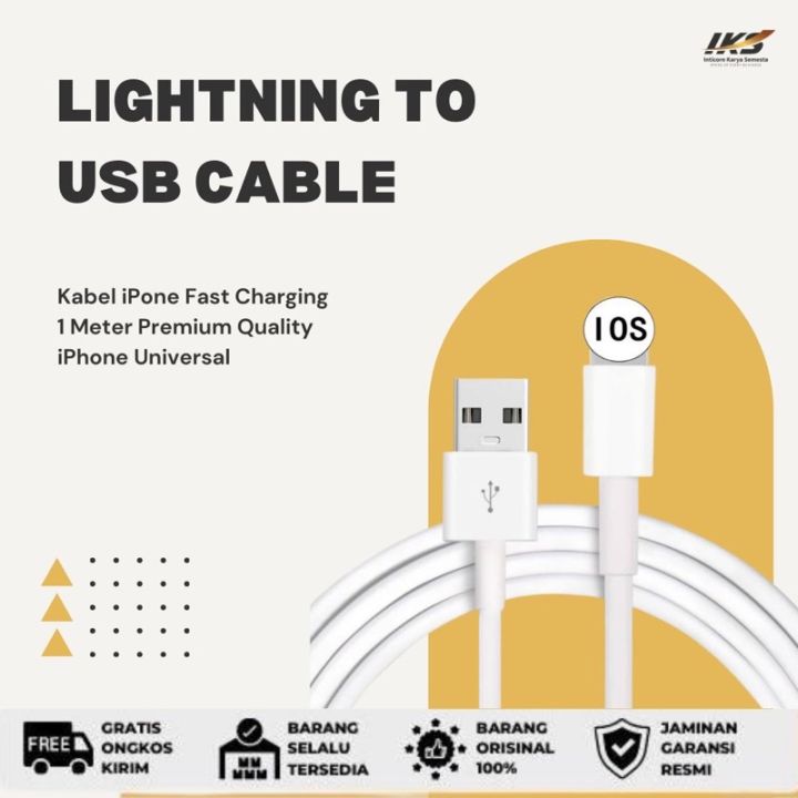 Kabel Lightning to USB panjang 1 meter | Lazada Indonesia