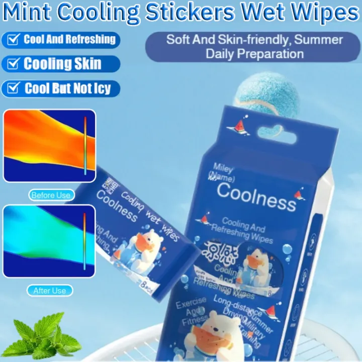 Large Size Cooling Stickers Wet Wipes Refreshing Portable Cooling Mint ...