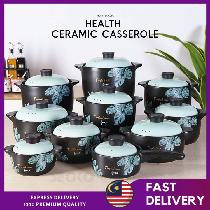 Ceramic Stockpot Stovetop Cookware Soup Pot Stew Pan Casserole Clay Pot ...